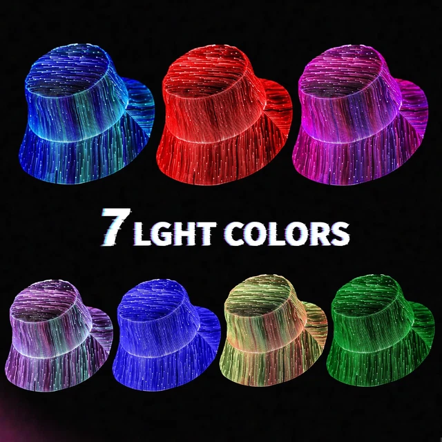 ADJUSTABLE LED LIGHTED up Hat Glow Club Party Bucket Cap Hats for 56 ...