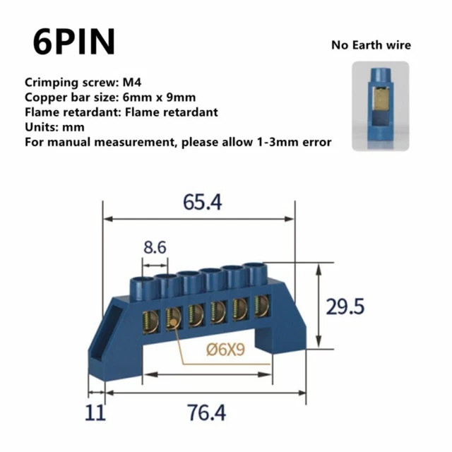 BLUE GREEN ZERO Line Block Connector Copper Bridge Type Rail Terminal ...