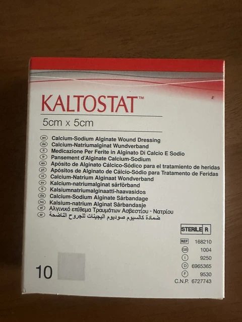 KALTOSTAT CALCIUM SODIUM Alginate Sterile Wound Dressing 5cm x 5cm (x10 ...