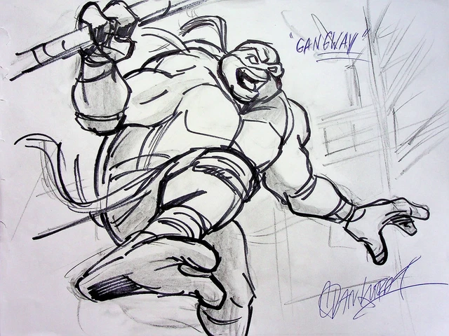 TEENAGE MUTANT NINJA TURTLES Signed Dan Kubat TMNT BW Series Character ...