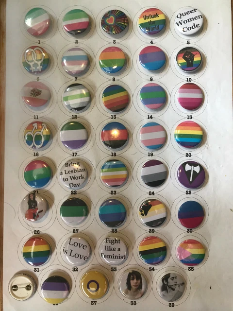 QUEER PIN BADGES LGBTIQ+ Pride Flags 2.5cm Lesbian Gay Bi Trans ...