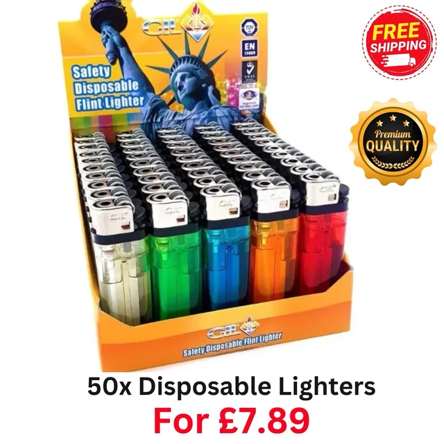 GIL DISPOSABLE LIGHTERS, Child Safe Lighters, Adjustable Flame - Pack ...