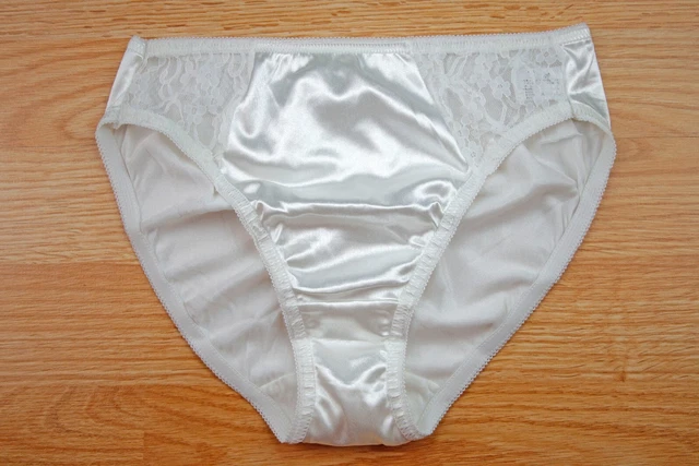 VINTAGE JAPANESE NYLON Shiny Slippery Pretty Cute Glossy White Panty ...