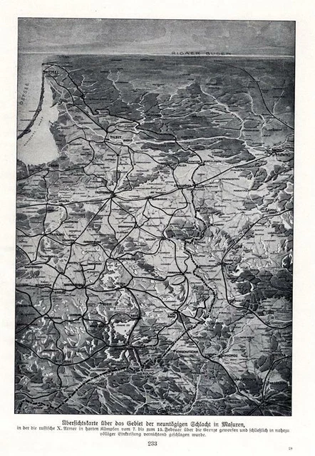 OVERVIEW MAP BATTLE of Masuria Battle of Masuria PRINT from 1914 1st ...