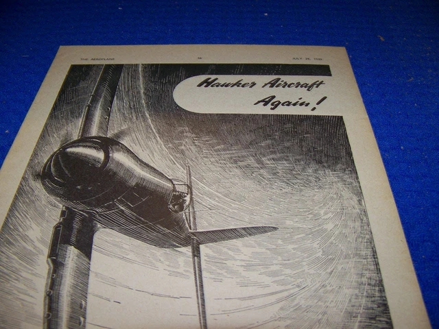 1949: HAWKER SEA Fury "Hawker Aircraft Again"..1-Page Sales Ad (306Ss ...