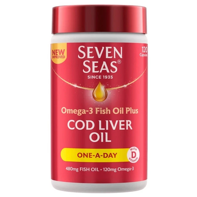 SEVEN SEAS OMEGA-3 Fish Oil Plus Cod Liver Oil One-a-Day EPA DHA ,120 ...