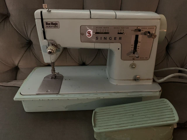 SINGER BLUE MAGIC vintage sewing machine $50.00 - PicClick AU