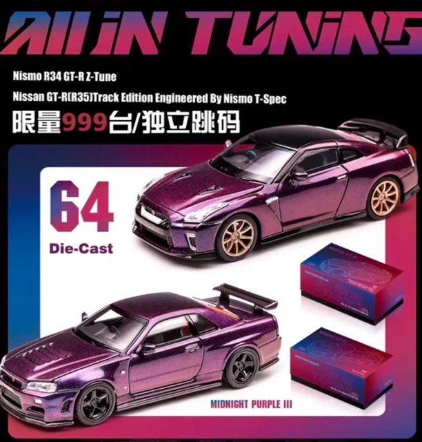 MOTORHELIX 1/64 DIECAST Nissan Skyline R34 GTR Z-Tune + R35 Nismo T ...