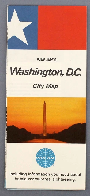 PAN AM WASHINGTON Dc City Map Airline Brochure 1968 Boeing 707 £19.95 ...