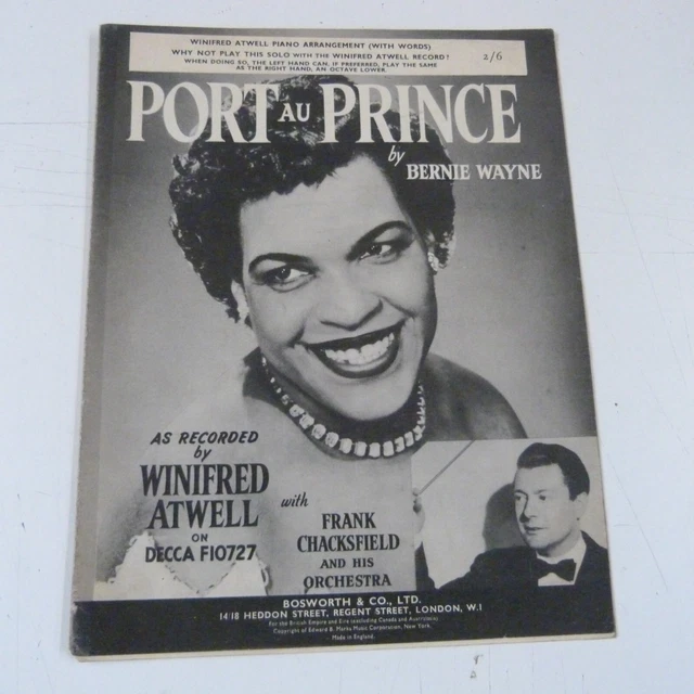 PIANO SOLO PORT AU PRINCE Winifred Atwell arrangement with words ...