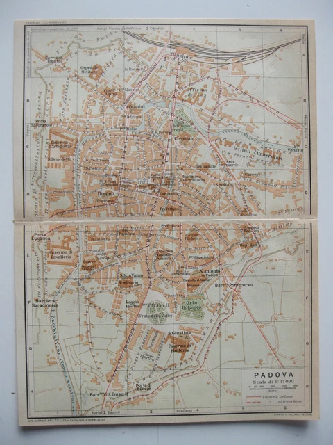 STAMPA ANTICA MAPPA CARTA TOPOGRAFICA STRADARIO VENETO PADOVA con ...