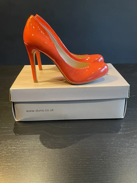 DUNE LONDON SHEEN Court Shoes Stiletto Heels Patent Leather Coral UK5 ...
