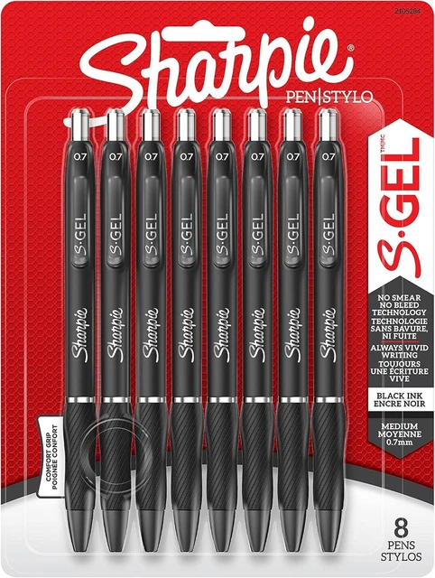SHARPIE S-GEL RETRACTABLE 0.7 mm Gel Pen, Black (Pack of 8) $19.89 ...