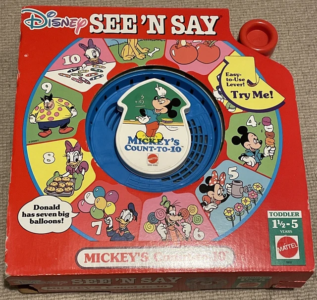 DISNEY MICKEY’S COUNT To 10 Vintage 1989 See ‘n Say with Box Working ...