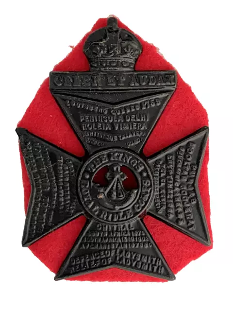 BRITISH ARMY K.R.R.C. Kings Royal Rifle Corps metal cap badge KC WWI ...