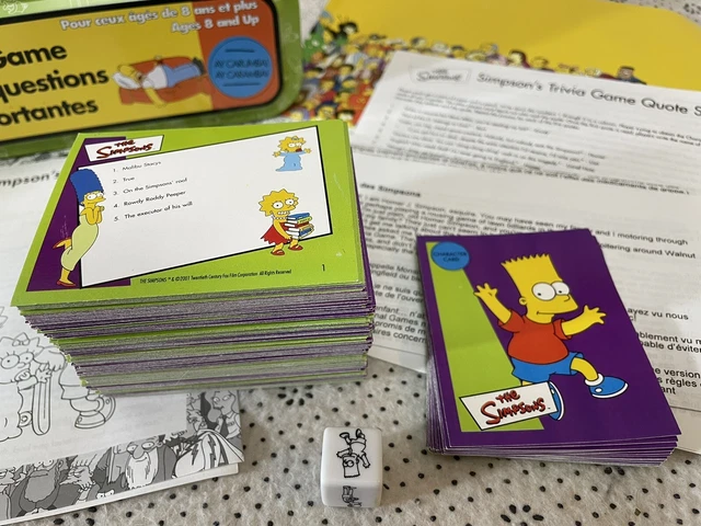 VINTAGE 2000 THE Simpsons Trivia Game Complete Cards Dice Poster ...