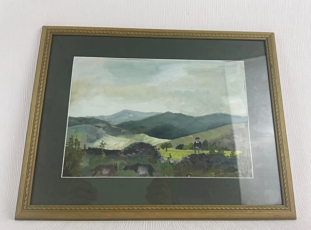 ANCIENNE XXÈME TRÈS belle aquarelle paysage de campagne EUR 30,00 - PicClick FR