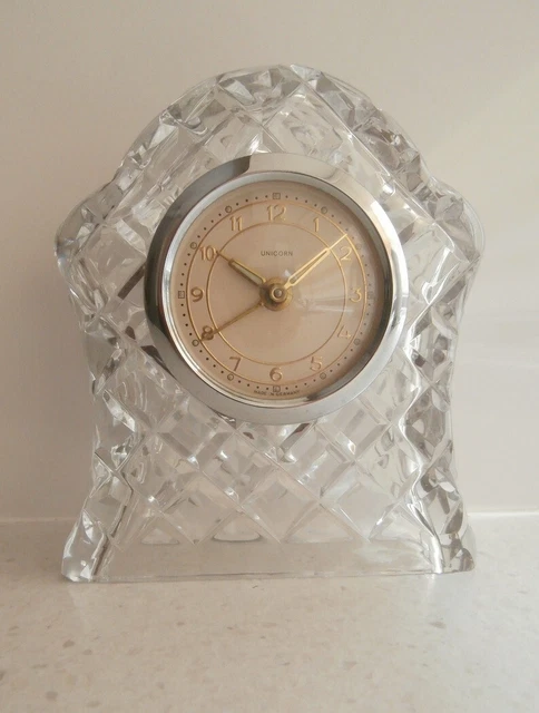 VINTAGE UNICORN GLASS Crystal German Wind-Up Alarm Clock - Running ...