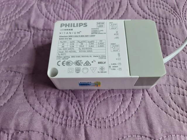 PHILIPS XITANIUM LED Driver 36W 0.8A/0.85A 230V 30-42Vdc 60Vdc Max £10. ...