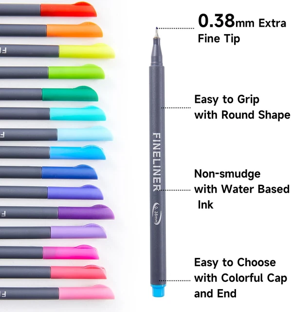 FINELINER PENS, 100 Colors 0.38Mm Fineliner Color Pen Set Fine Line ...