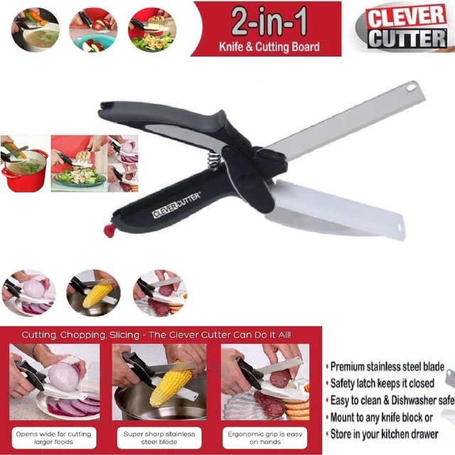 2-IN-1 CLEVER CUTTER shear Cutting Board Scissors Choppers Vegetable ...