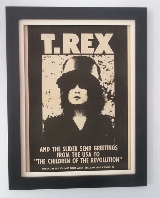 T REX*SLIDER*GREETINGS*1972*RARE*ORIGINAL*POSTER*AD**FRAMED*FAST WORLD ...
