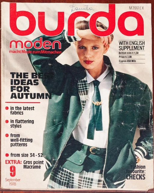 BURDA SEWING PATTERN Magazine Settembre 1978 Vintage Integratore Inglese Hippie EUR 19,83 ...