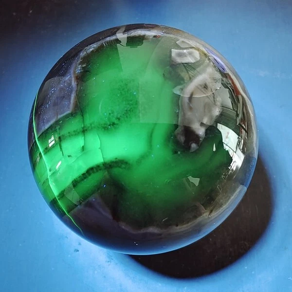 424G RARE NATURAL blue Volcanic Rock agate Sphere Quartz Crystal Ball ...