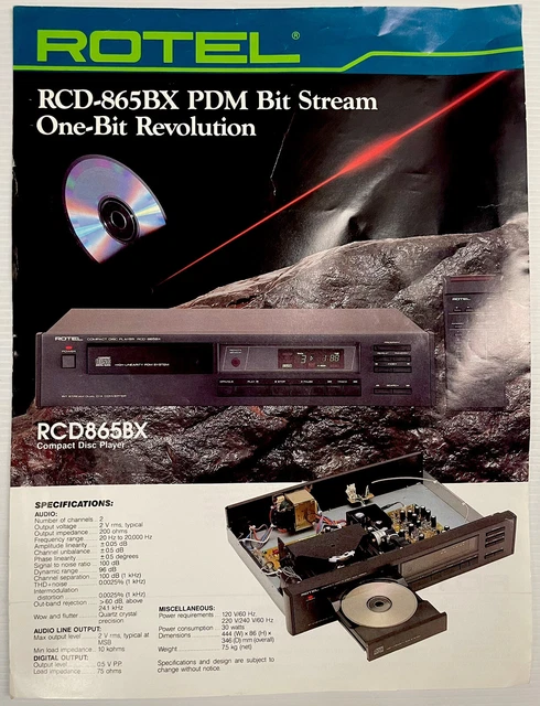 ROTEL RCD-865BX PDM BIT stream Compact Disk CD Player Advertising ...