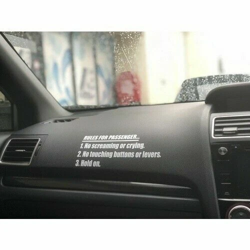RULES FOR PASSENGERS Decal Sticker JDM Funny Car Truck Race Rally Turbo ...