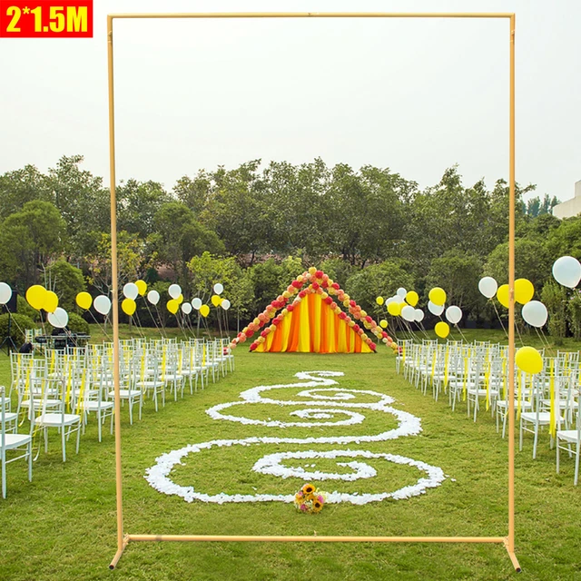 GOLDEN SQUARE WEDDING Arch Backdrop Stand Flower Balloon Background ...