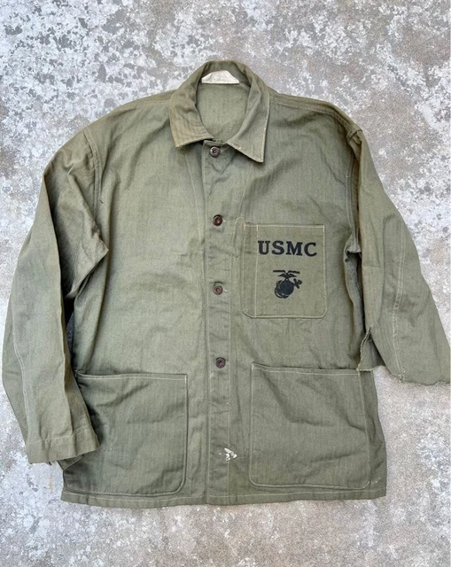 USMC WWII P-41 HBT Work Jacket 1940s Vintage Durable Herringbone size M ...