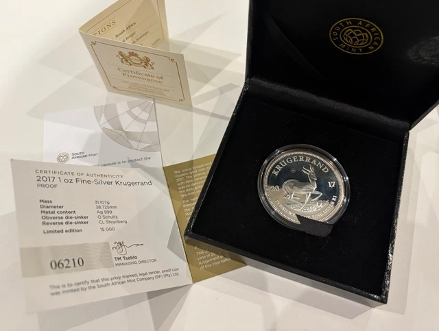 SILVER PROOF 1OZ Coin Krugerrand 2017 South Africa Mint with original ...