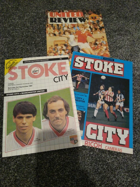 1980S STOKE CITY v MANCHESTER UNITED HOME/AWAY PROGRAMMES X3 ALL VG ...