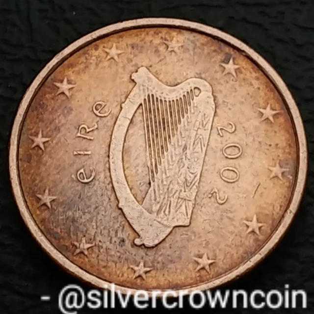 IRELAND 🇮🇪 EIRE 🇪🇺 1 Euro Cent 2002. KM#32. One Penny coin. Irish Harp ...