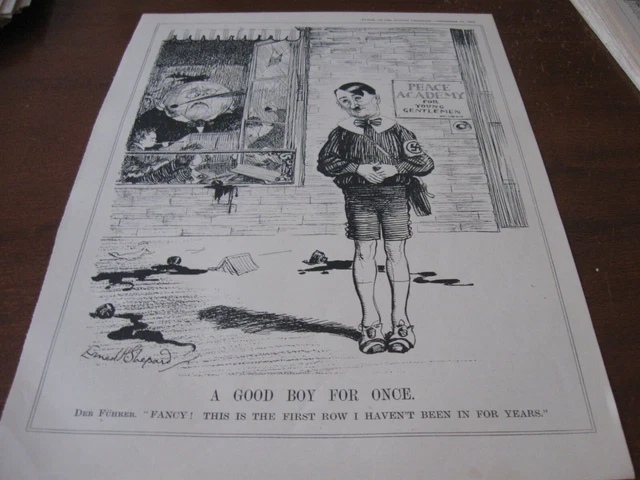 1935 ORIGINAL POLITICAL CARTOON - Young HITLER as BOY Not at WAR for ...