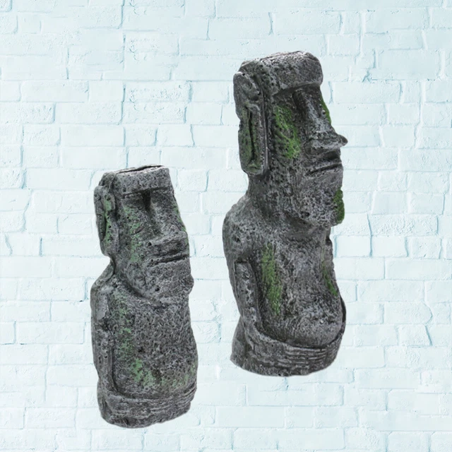 DESK TOPPER DIY Easter Island Stone Head Resin Ornament Fish Tank ...