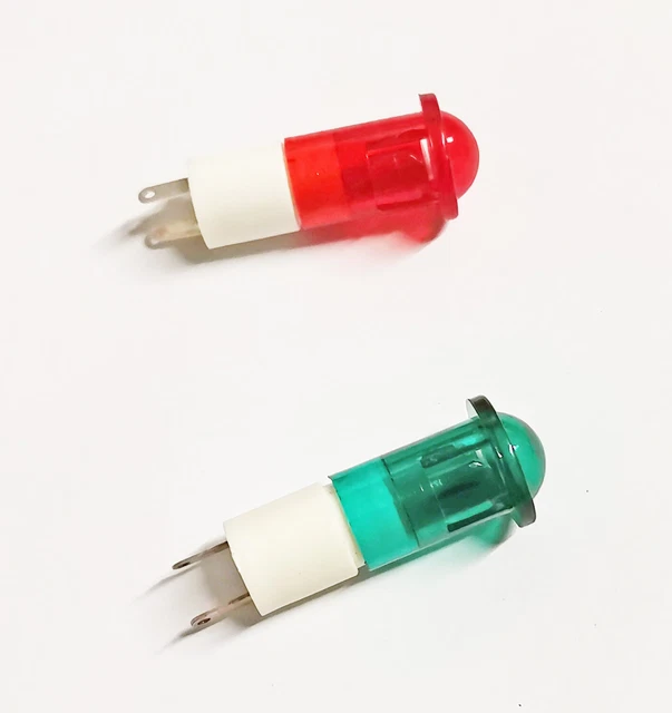 RED AND GREEN through hole panel indicators, for LES filament bulbs ...