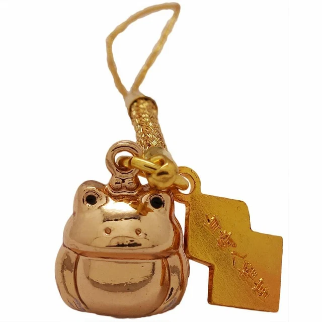 JAPANESE OMAMORI CHARM Good luck FROG Kaeru Rich Money Gold Chain Japan ...