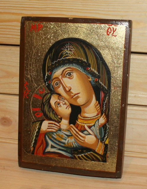 HAND PAINTED ORTHODOX icon Christ Child Virgin Mary £234.80 - PicClick UK