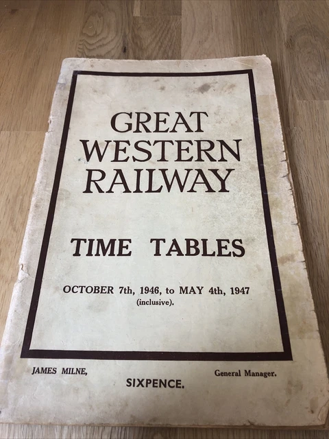 RARE GREAT WESTERN Railway Time Tables October 7th 1946 To May 4th 1947 ...