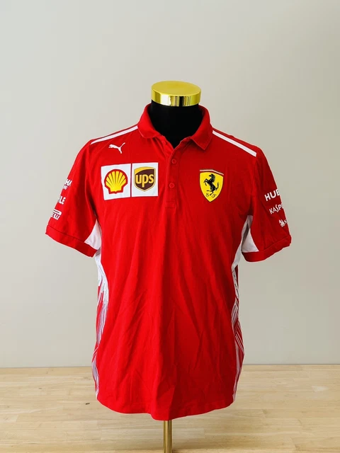 SCUDERIA FERRARI F1 Men's TEAM TEE Large Polo T-Shirt Red Racing Puma ...