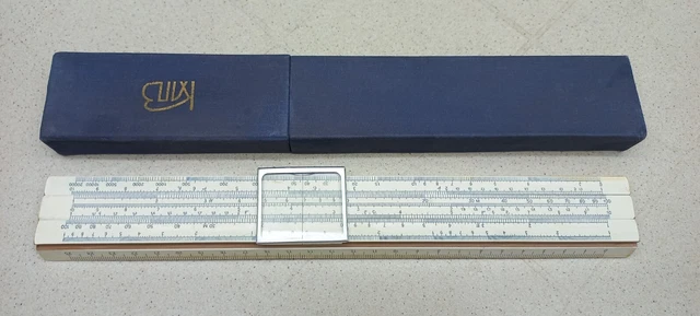 VINTAGE WOODEN LOGARITHMIC ruler Engineering USSR 1969 Soviet Kiev ...