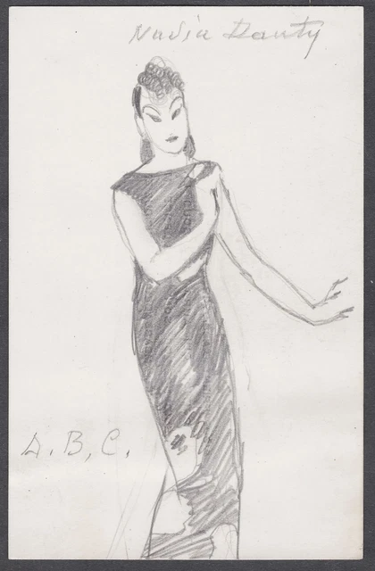 NADIA DAUTY CHANTEUSE Singer Chanteuse Portrait Dessin Drawing Caulaert ...