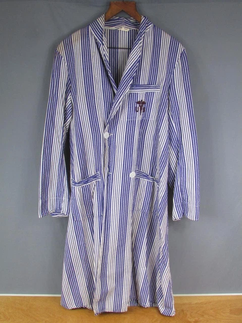 VINTAGE WWII US Army Medical Robe Indigo Stripe Military M Dressing ...