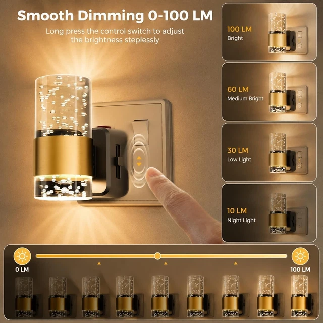 DUSK TO DAWN Night Light with Adjustable Brightness, Warm White 3000K £ ...