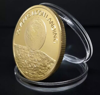 APOLLO 11 MOON Landing 50th Anniversary Gold Plated Coin- One Giant ...