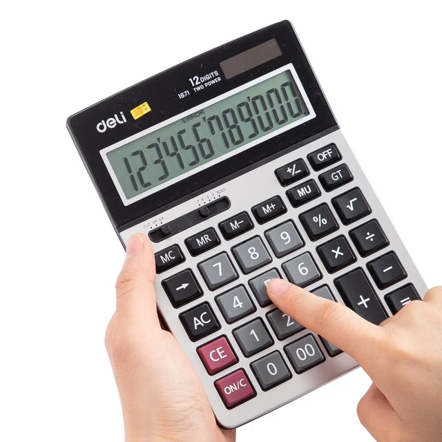 12-DIGIT DISPLAY DESKTOP Calculator Battery Solar Basic Big Button Business Home £8.33 - PicClick UK