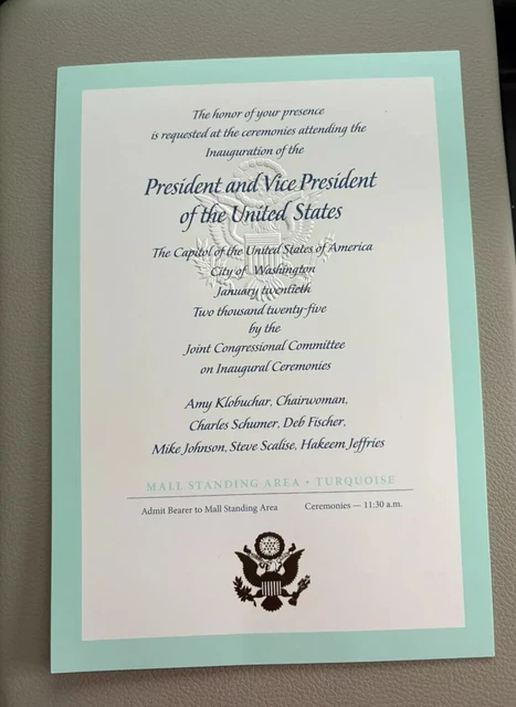TRUMP 2025 COMMEMORATIVE Inauguration Invitation Program Teal Ticket ...