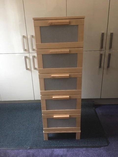 IKEA ANEBODA TALL chest of 5 drawers £21.00 - PicClick UK